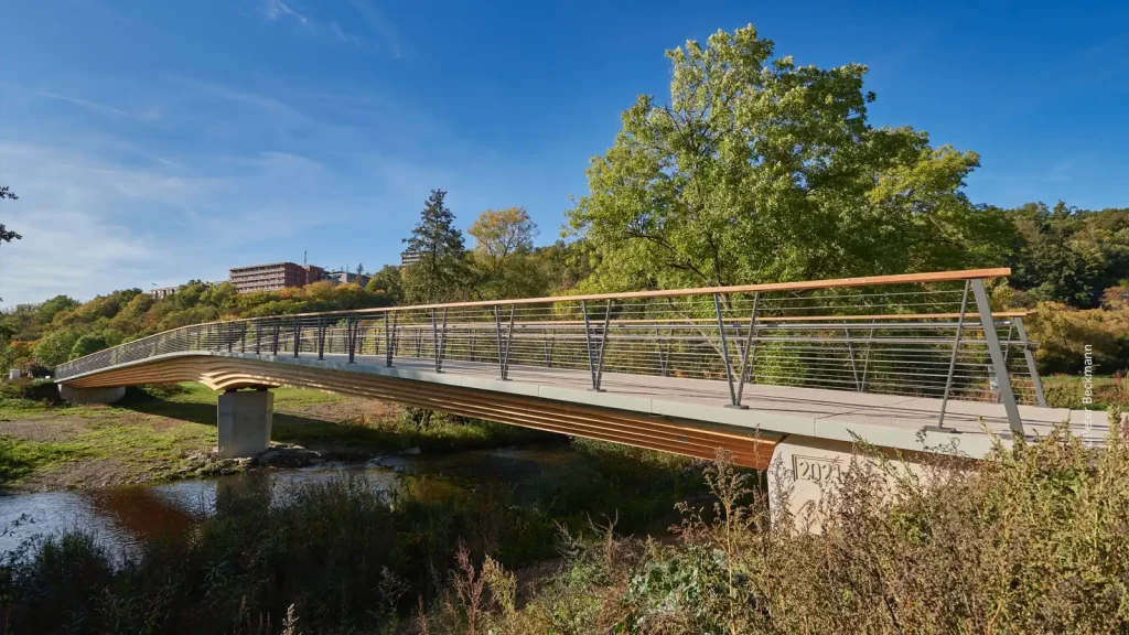 Timber bridges and timber buildings made of BSH