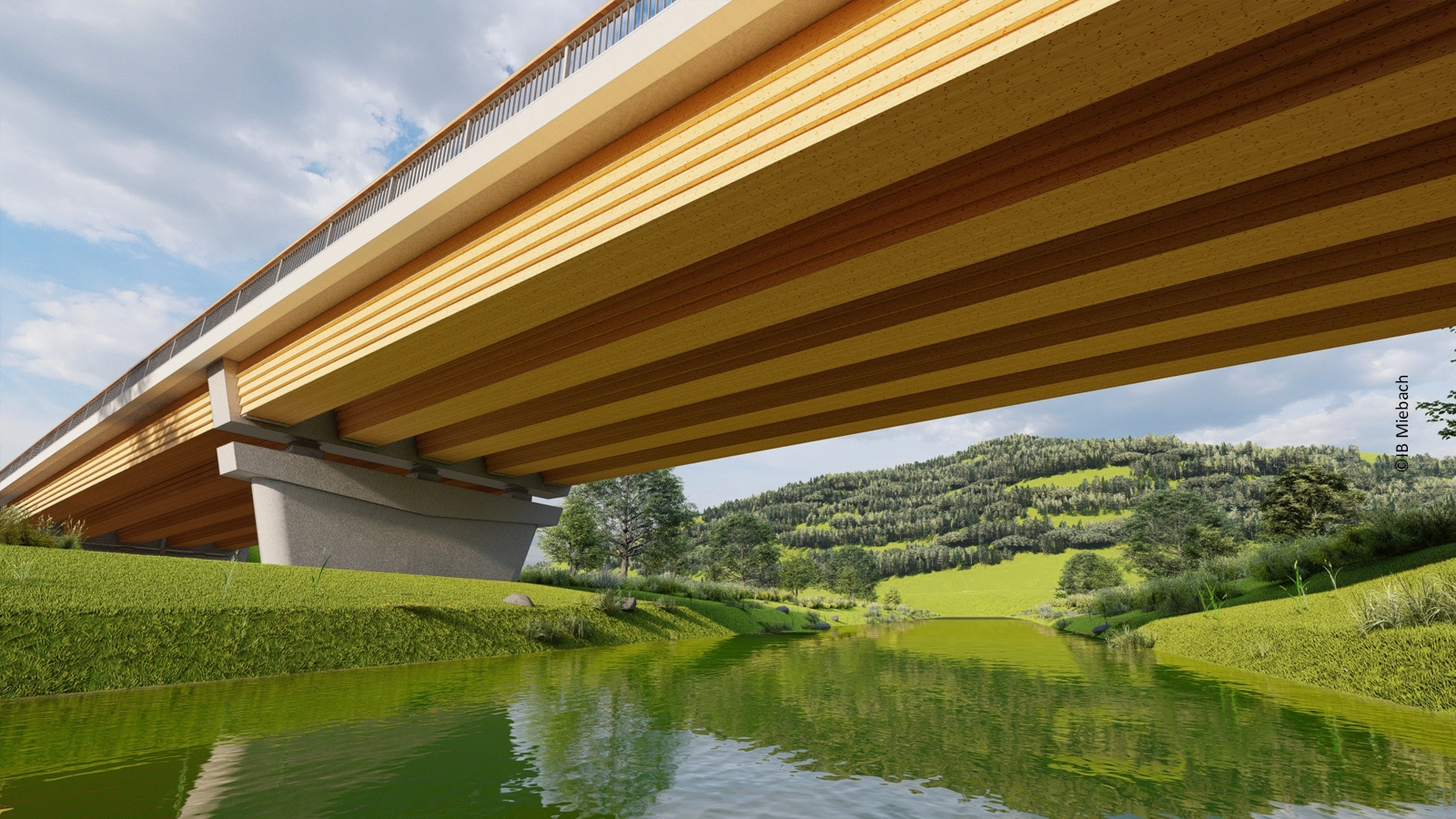 Heavy-duty bridge in timber-concrete composite construction near ...